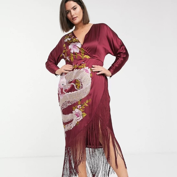ASOS Curve | Dresses | Iso Asos Curve Fringe Dragon Kimono Dress | Poshmark